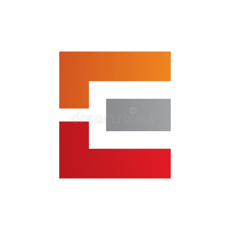 Orange Red and Grey Rectangular Letter E Icon Stock Vector ...