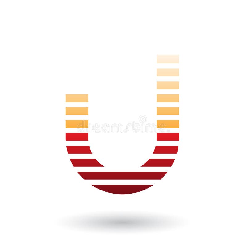Orange and Red Letter U Icon with Horizontal Thin Stripes Vector Stock ...