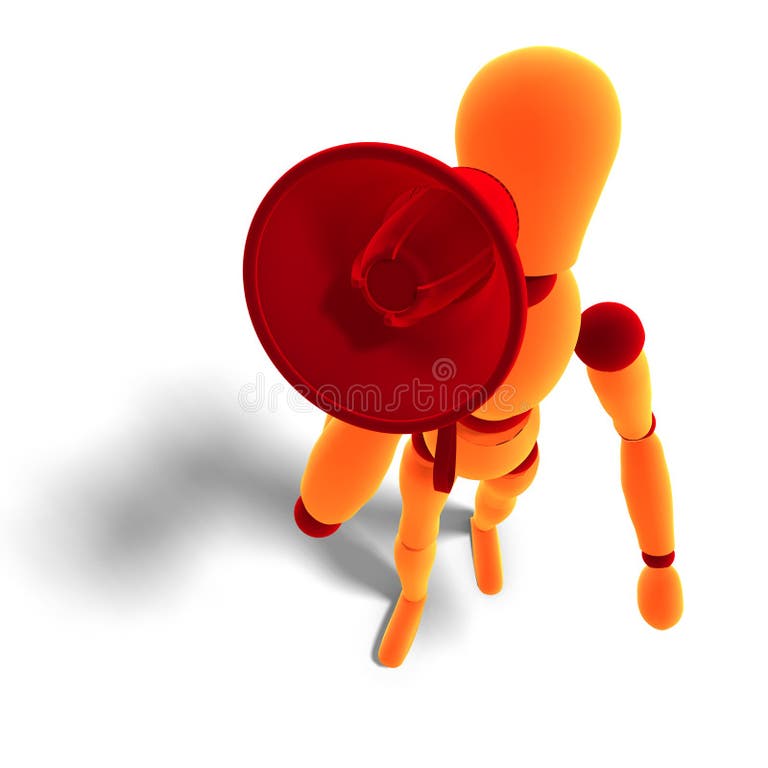 Orange / Red Manikin Announcing Something Stock Illustration ...