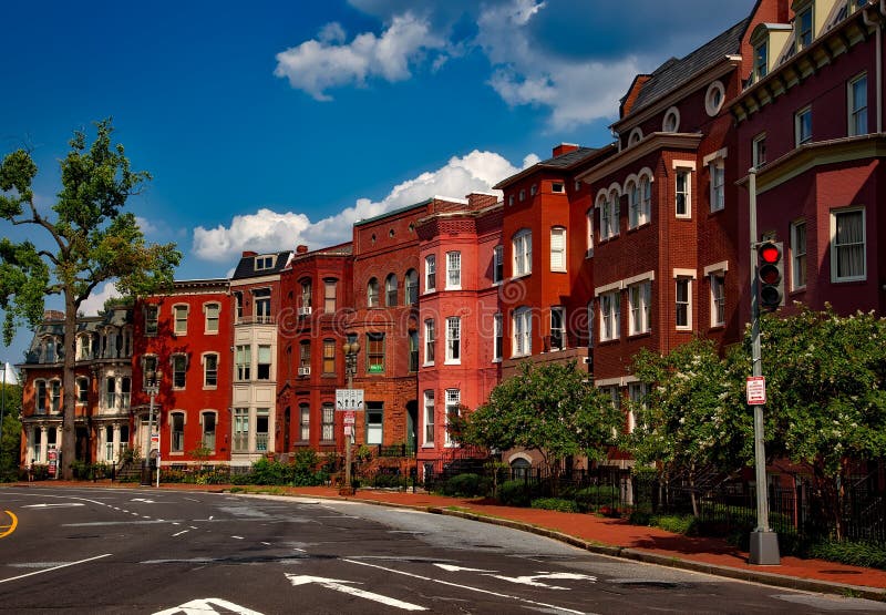 Orange And Red Painted Building Stock Image - Image of pavement, facade ...