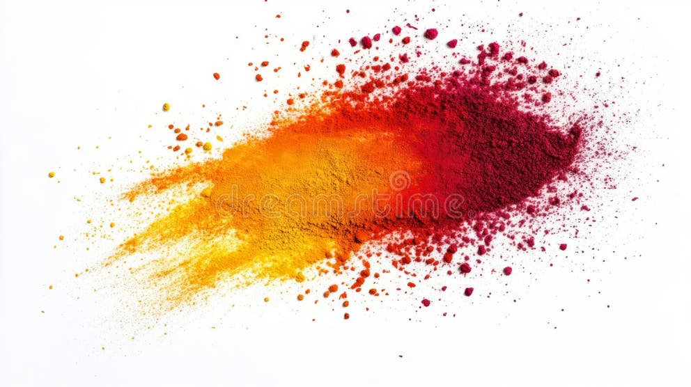 Orange and Red Powder Pigment Explosion on White Stock Illustration ...