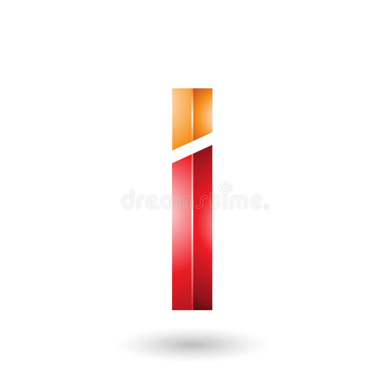 Orange and Red Rectangular Glossy Letter I Stock Vector - Illustration ...