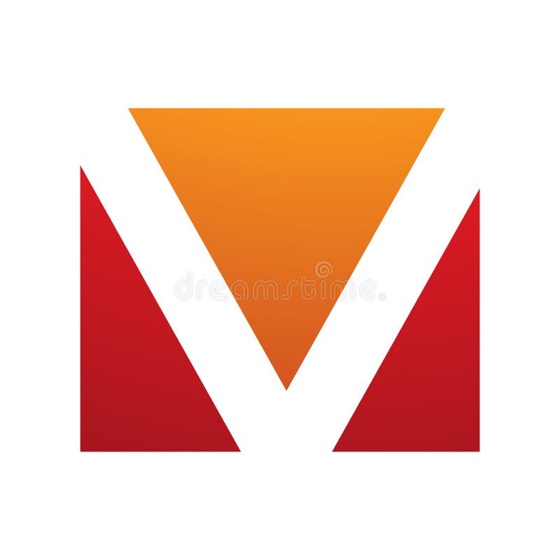 Orange and Red Rectangular Shaped Letter V Icon Stock Vector ...