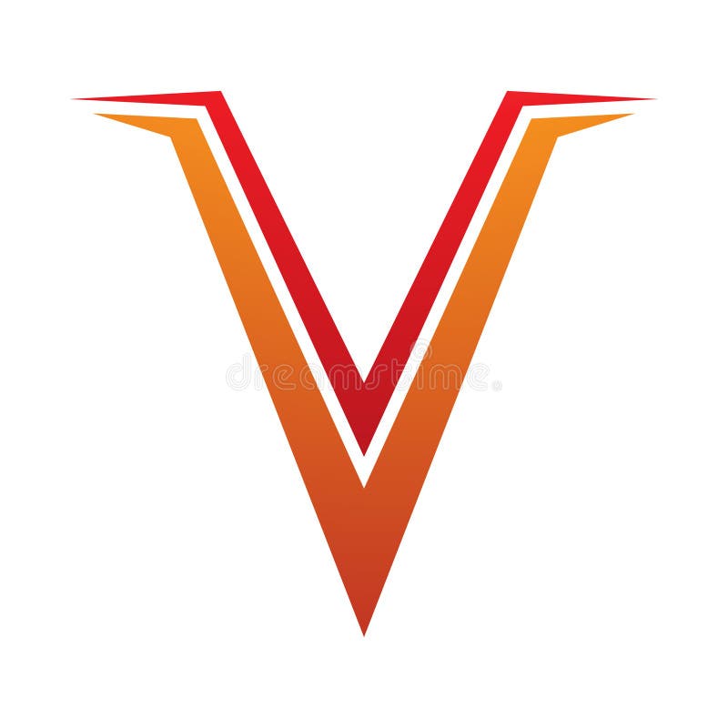 Orange and Red Spiky Shaped Letter V Icon Stock Vector - Illustration ...