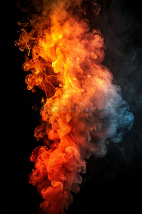 Orange and Red Steam Rising on Black Background with Copy Space Stock ...