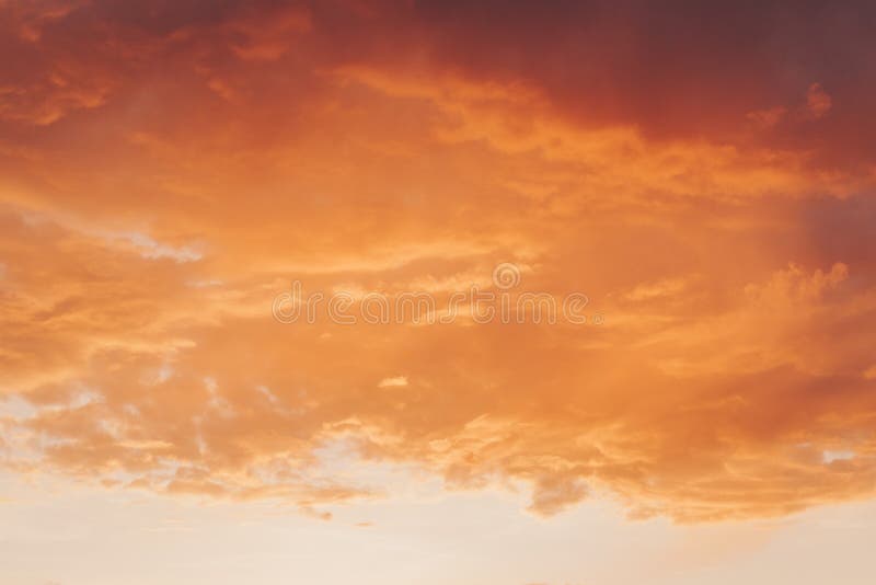 Orange Red Sunset with Clouds Stock Photo - Image of view, climate ...