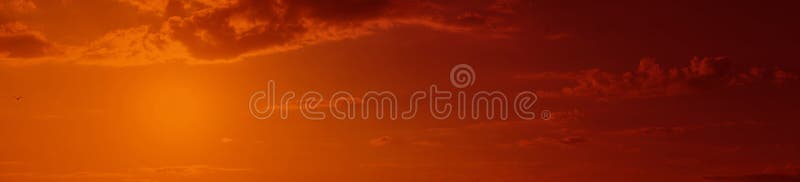 Orange Red Sunset. Toned Sky with Clouds. Gradient. Colorful Sky ...
