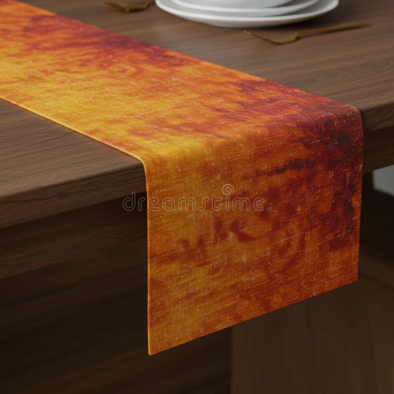 Orange Red Yellow Glitter Table Runner on Wooden Table Stock Illustration - Illustration of ...