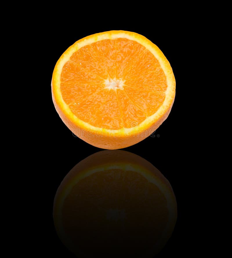 Orange with Reflection on Black Background Stock Image - Image of ...