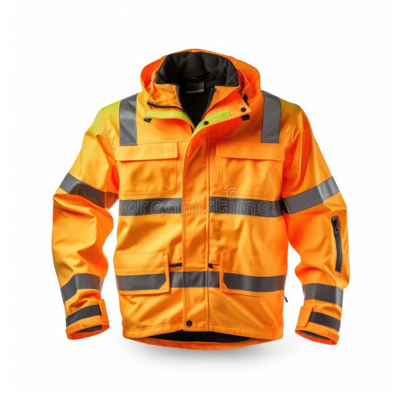 Orange Reflective Work Jacket Isolated on White Background Stock ...
