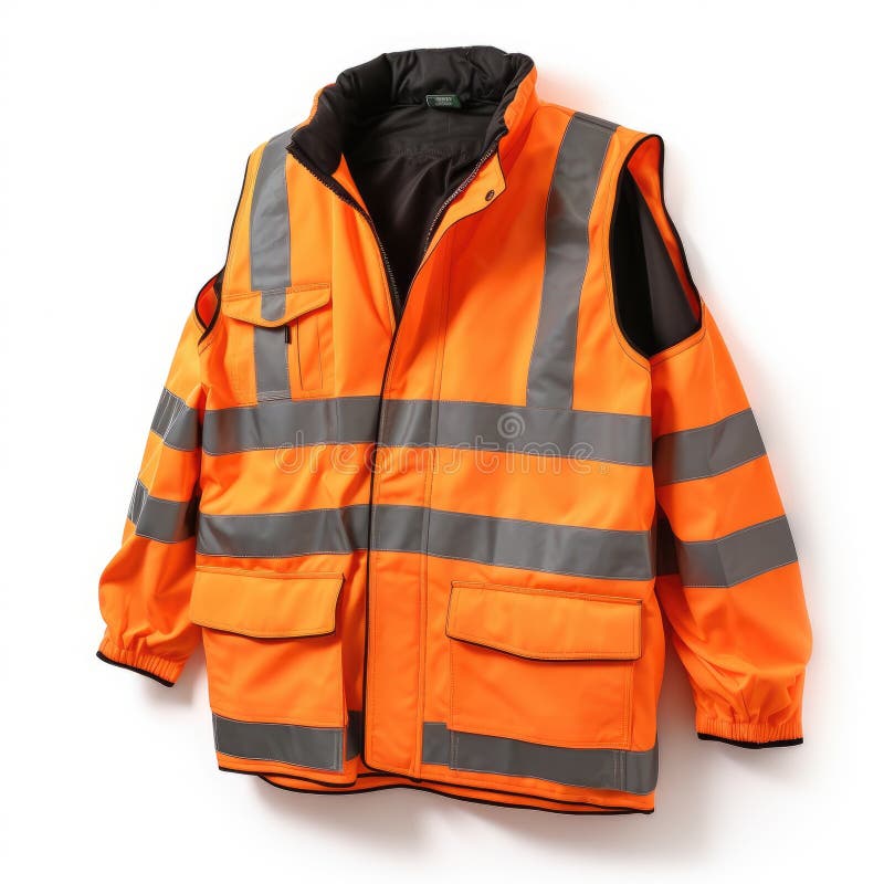 Orange Reflective Work Jacket Isolated on White Background Stock ...