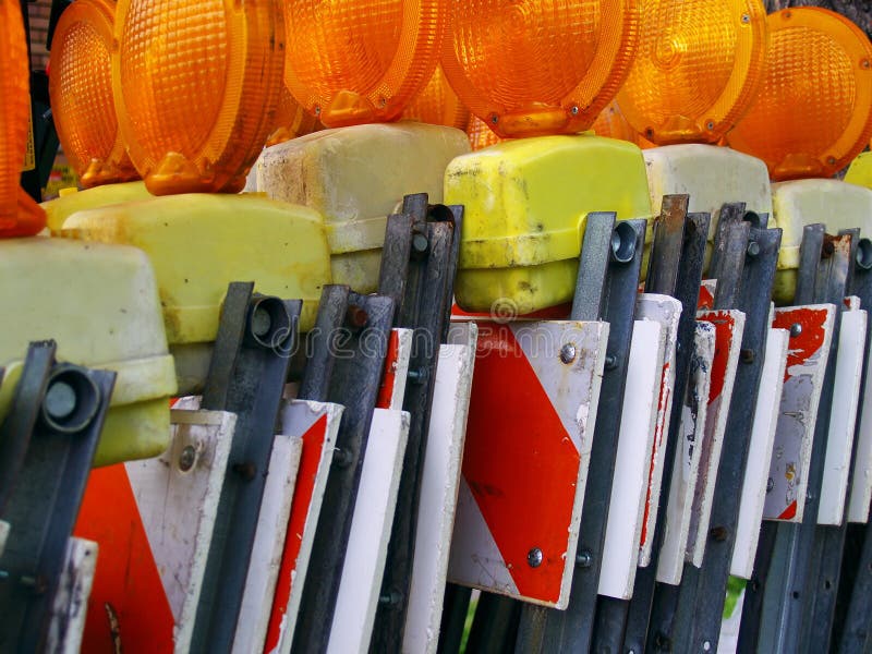 Orange Reflectors on Barricades Stock Image - Image of barricades, work ...