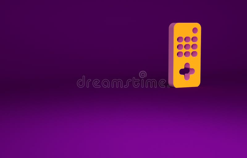 Orange Remote Control Icon Isolated on Purple Background. Minimalism ...