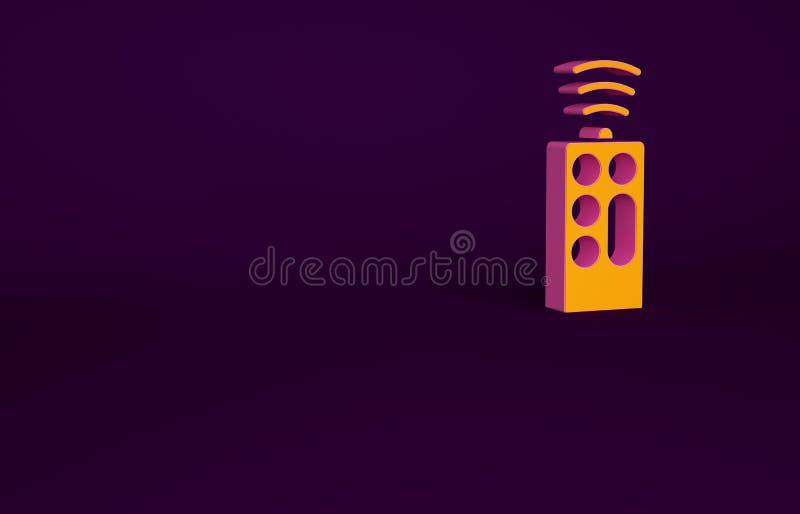 Orange Remote Control Icon Isolated on Purple Background. Minimalism ...