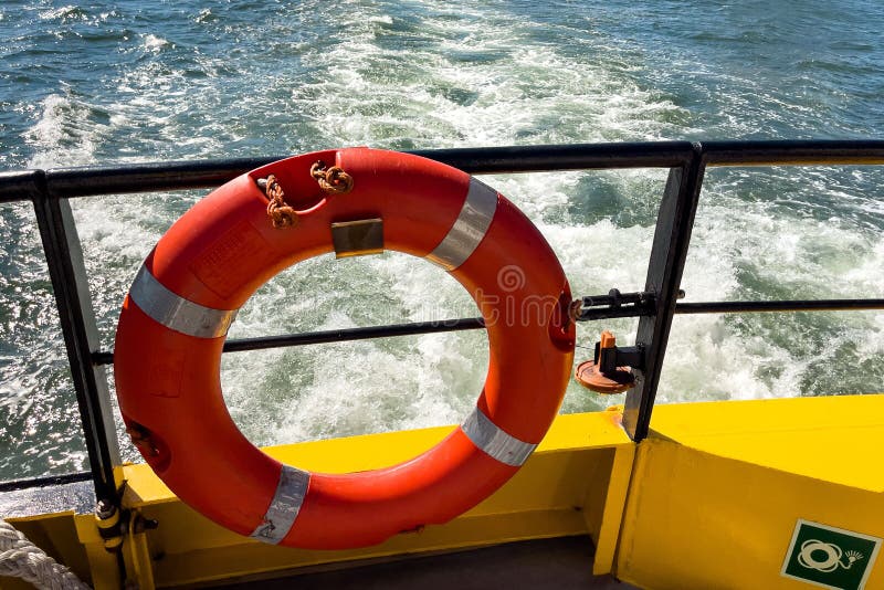Orange Rescue Ring on a Ferry Boat in Lisbon Stock Image - Image of ...