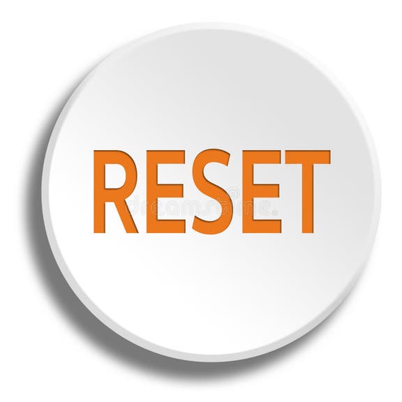Orange Reset in Round White Button with Shadow Stock Illustration ...
