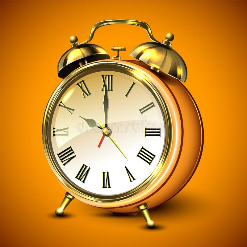 Orange Retro Style Alarm Clock on Orange Background. Stock Vector ...