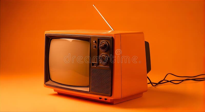 Orange Retro Television Set with a Boxy, Vintage Design. Stock ...