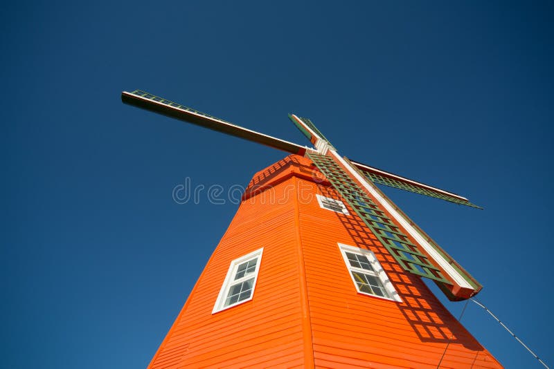 Orange retro windmill stock photo. Image of tourism, architecture ...