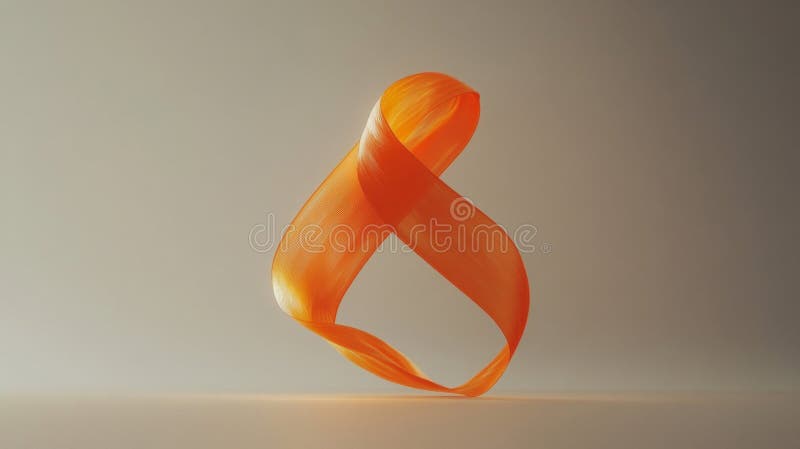 Orange Ribbon Abstract Loop Shape Art Design on Pale Gradient Backdrop ...
