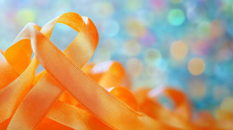 Orange Ribbon Awareness Symbol Hopeful Background Stock Illustration ...