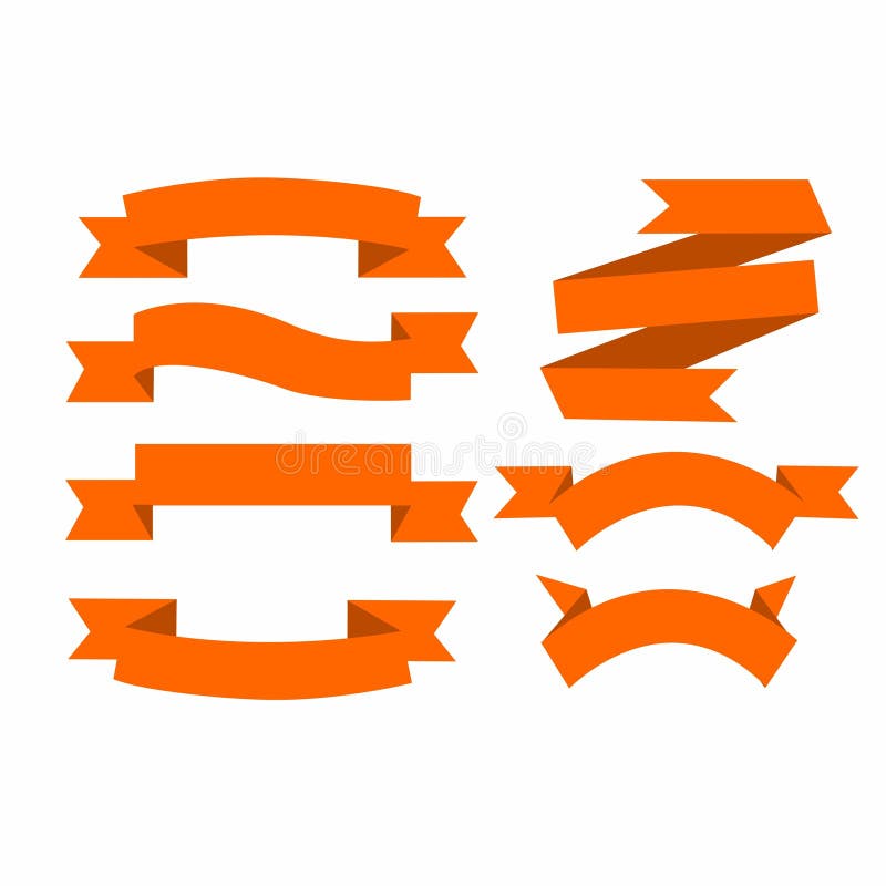 Orange Ribbon Banner Design Element Stock Vector - Illustration of ...