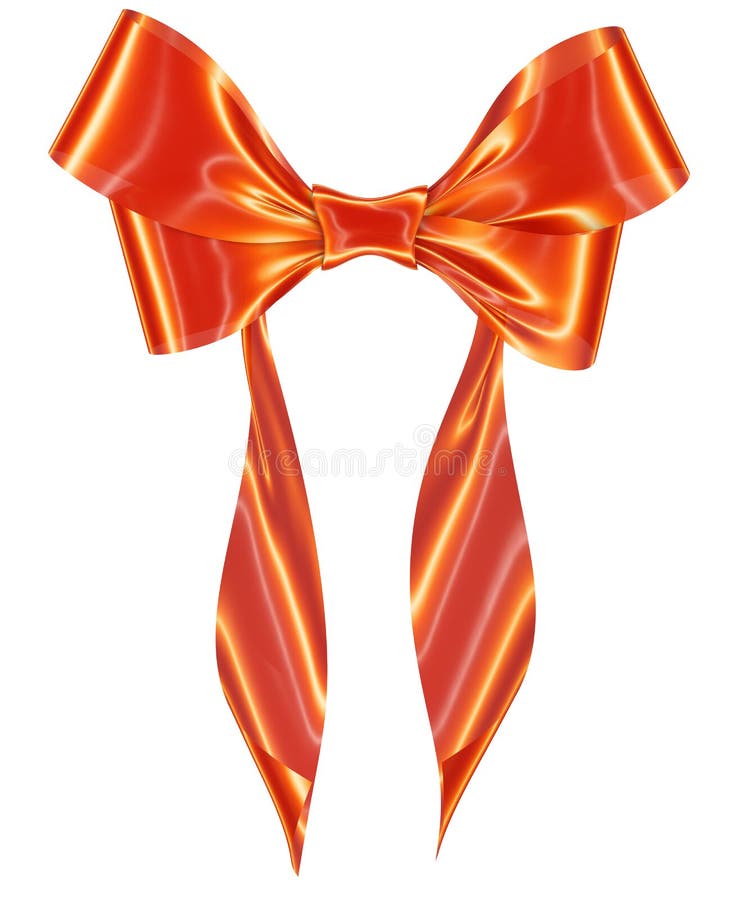 Orange Ribbon Bow on White Background Stock Illustration - Illustration ...