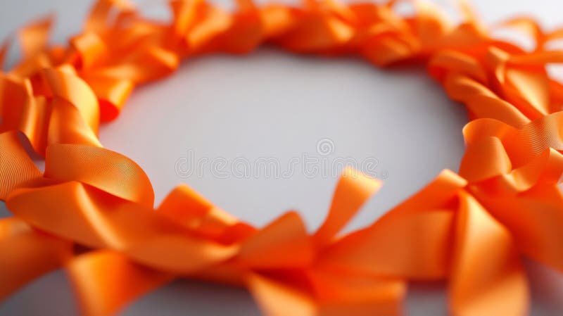 Orange Ribbon Circular Frame on White Background Stock Illustration ...