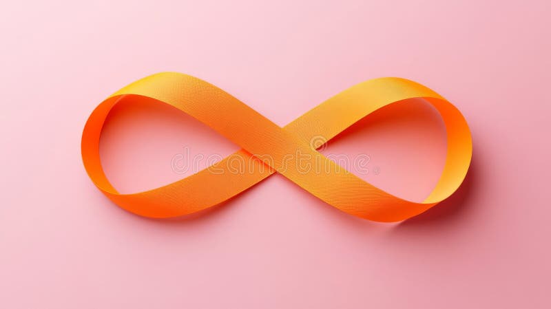 Orange Ribbon Shaped Like Infinity Symbol on Pink Stock Illustration ...
