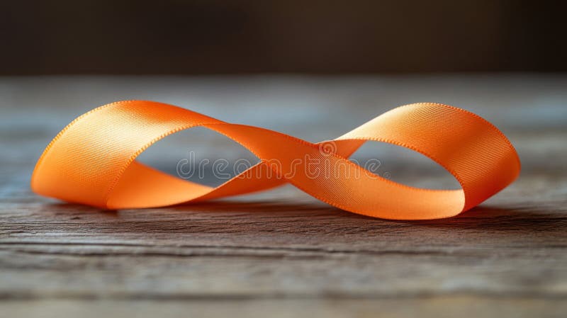 Orange Ribbon Twisted into Infinity Symbol on Wood Stock Illustration ...