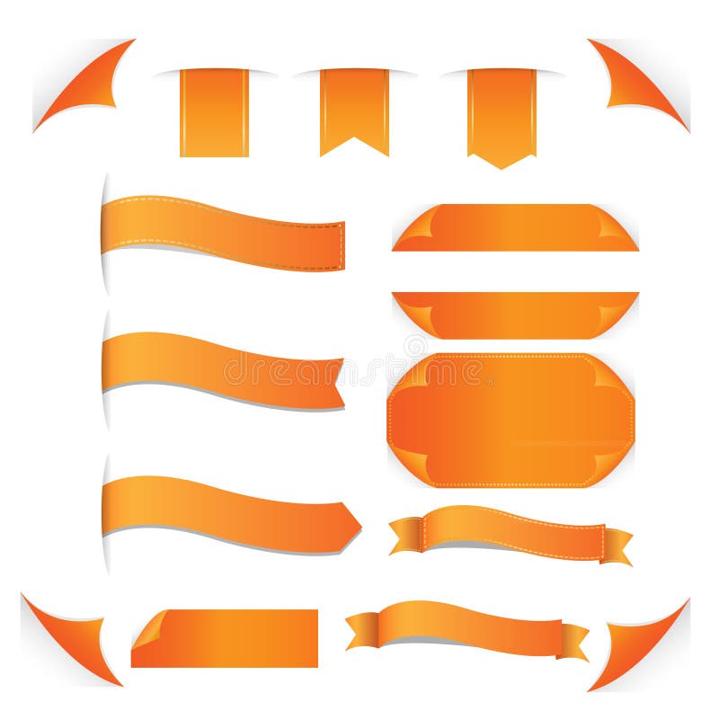 Orange Ribbons Set Isolated on White Background Stock Illustration ...