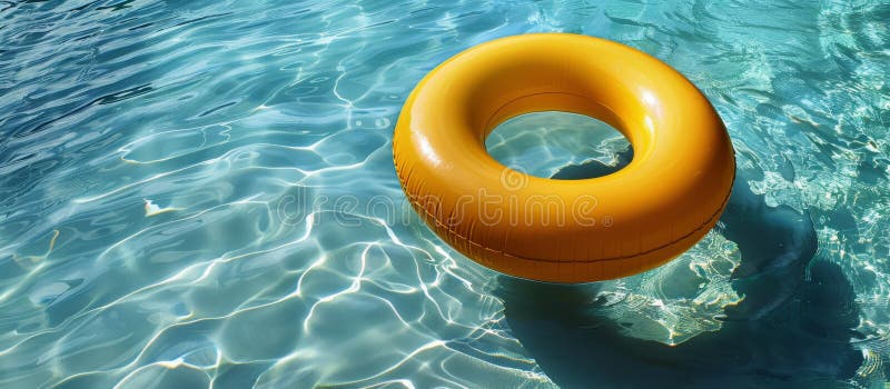 Orange Ring Floating in Pool of Water Stock Image - Image of bobbing ...