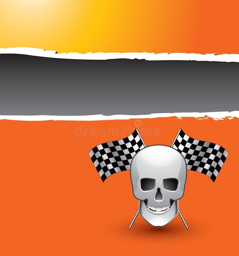 Orange Ripped Banner with Racing Flags and Skull Stock Vector ...