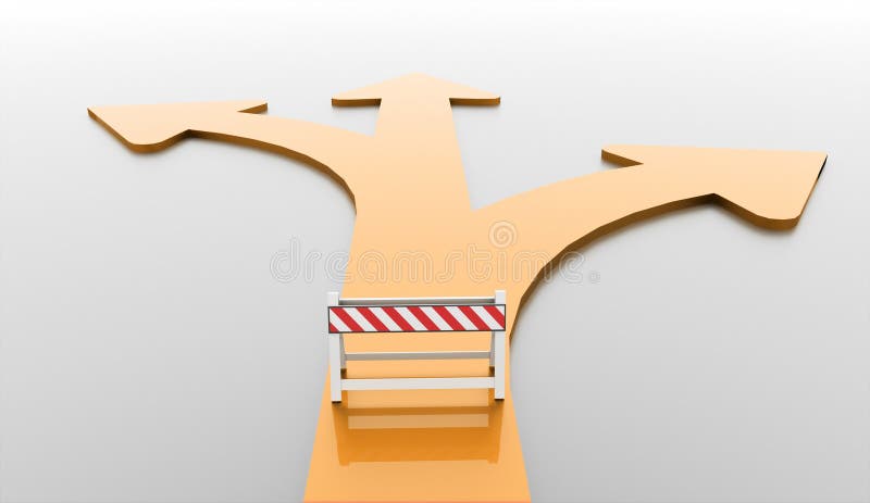 Orange Road Barrier with Arrows Stock Illustration - Illustration of ...