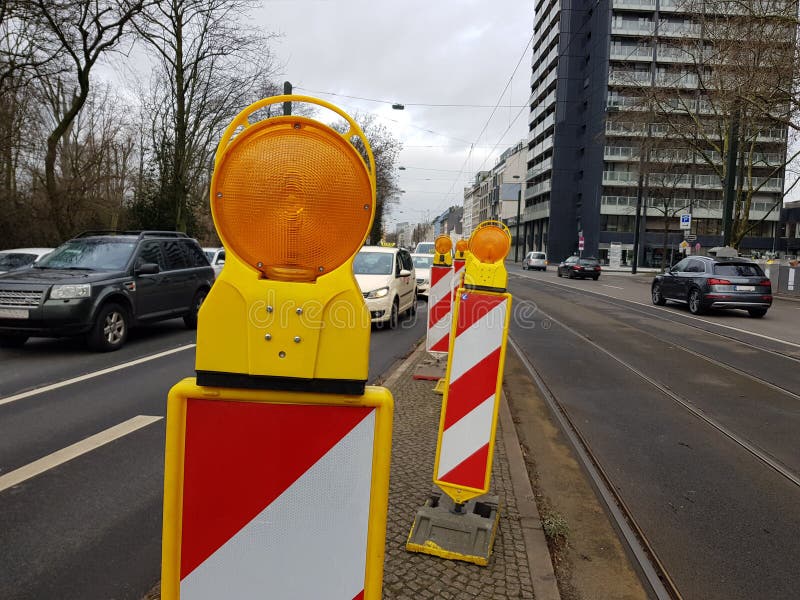 Orange Road Marking Pole with Reflectors Stock Image - Image of caution ...