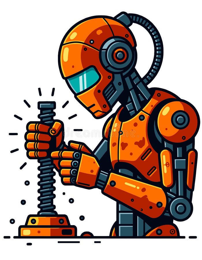 Orange Robot Adjusting Mechanism Robotic Worker Automation Concept Tech ...