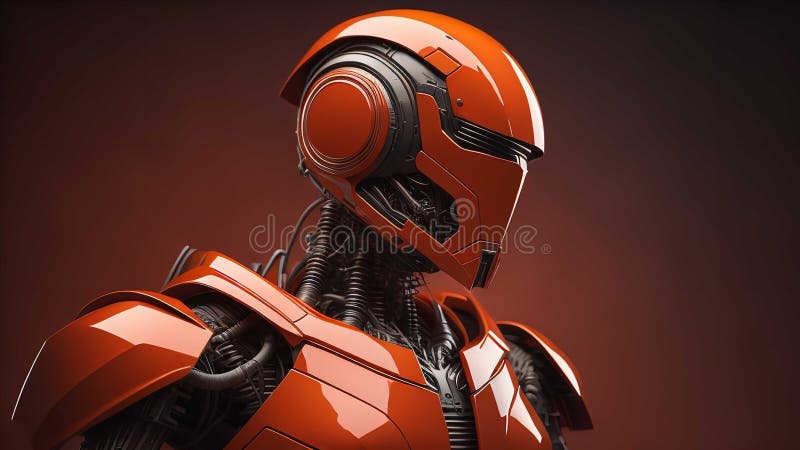 Orange Robot with Headphones on Dark Background. Generative Ai Stock ...