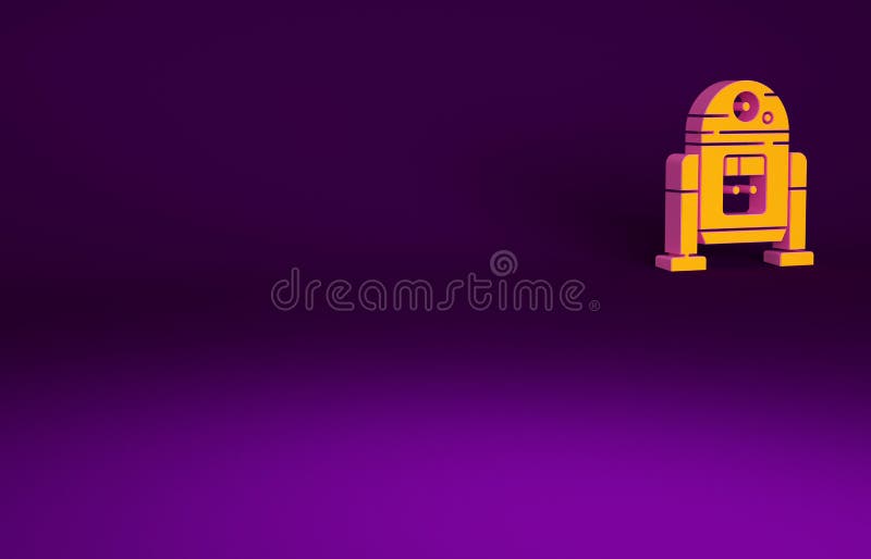 Orange Robot Icon Isolated on Purple Background. Minimalism Concept ...