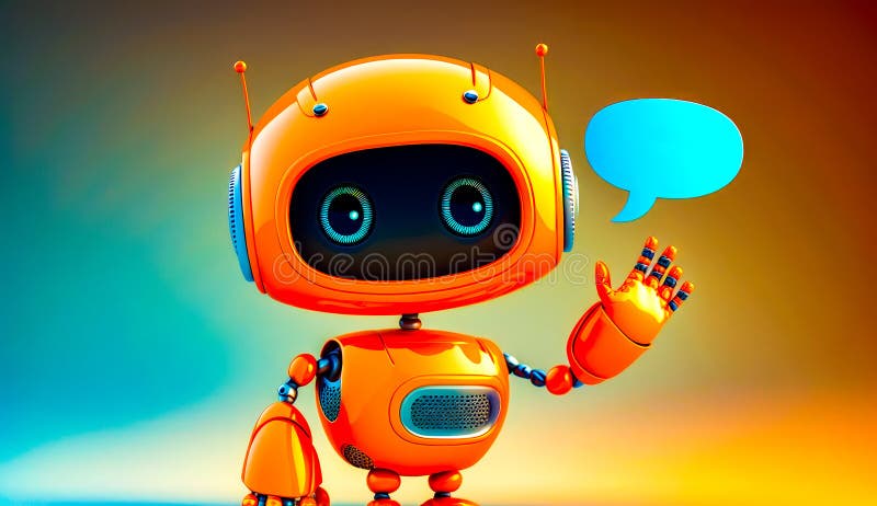 An Orange Robot with Speech Bubble. Generative AI Stock Illustration ...