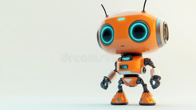 Orange Robot Stands Proudly, Showcasing Artificial Intelligence and ...