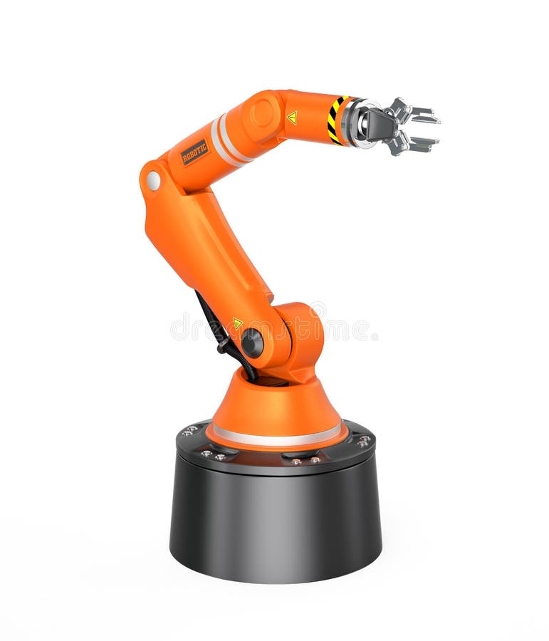 Orange Robotic Arm Isolated on White Background Stock Illustration ...