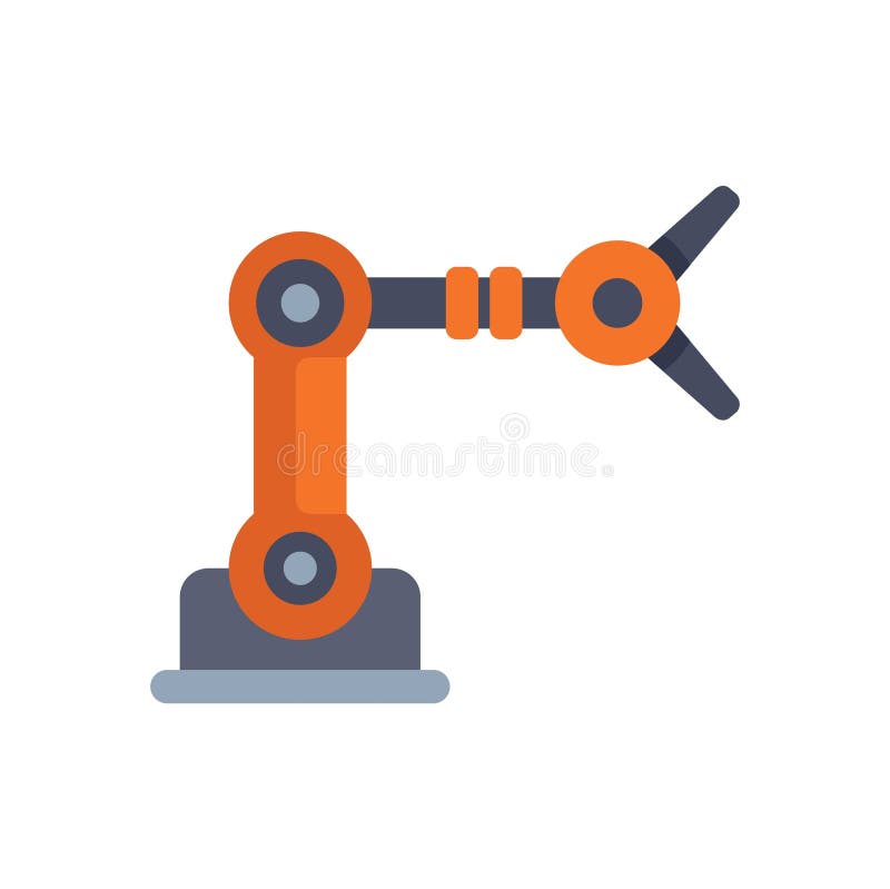 Orange Robotic Arm Lifting Object Industrial Automation Icon Stock ...