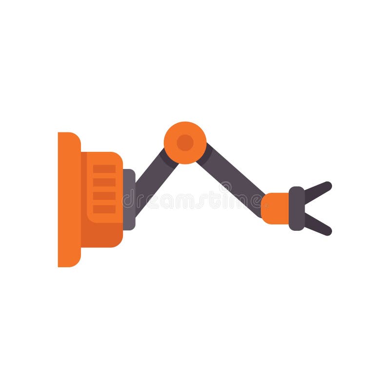 Orange Robotic Arm Moving on White Background Stock Illustration ...