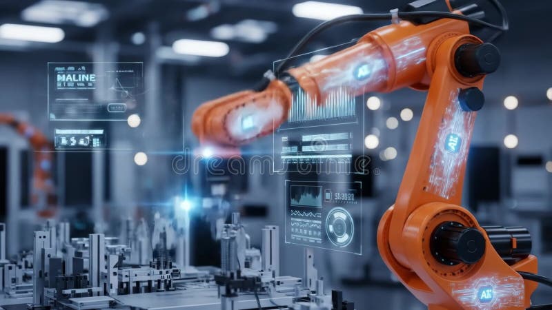 Automated Arm Working with Interface in Factory Displaying Information ...