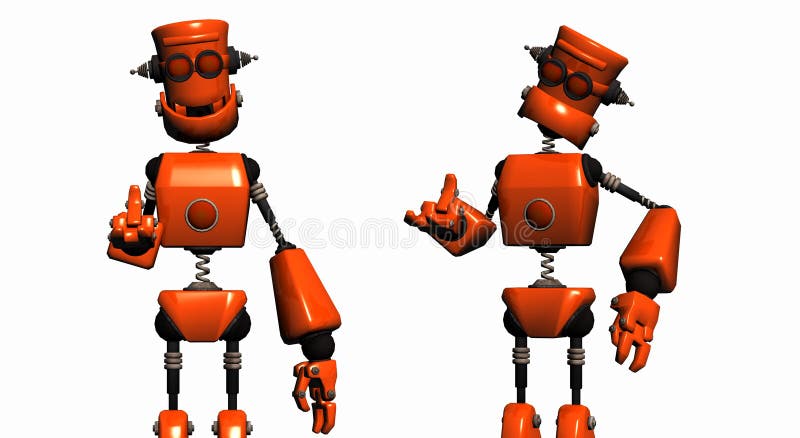 Orange robots stock illustration. Illustration of silly - 4503506