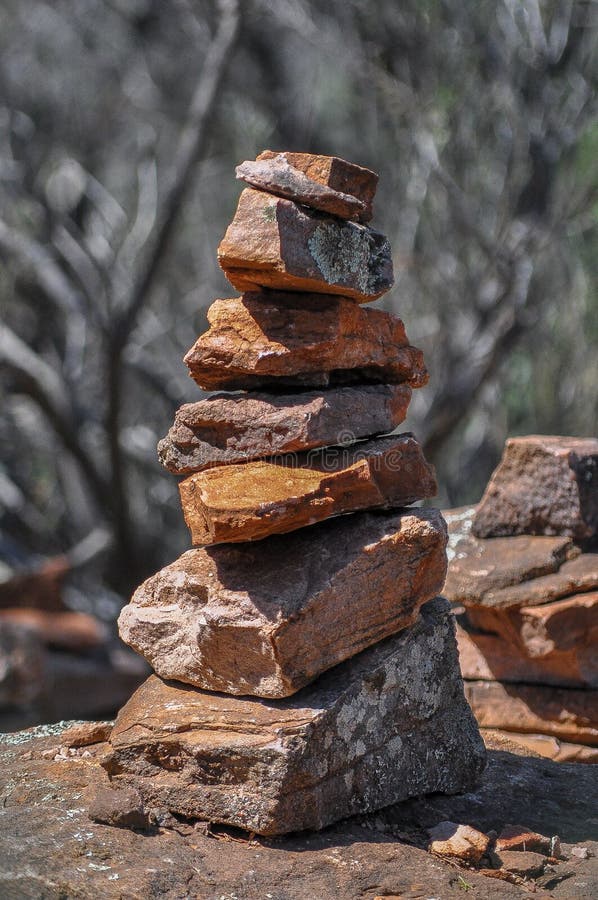 Orange rock Cairn stock image. Image of piled, brown - 120265639