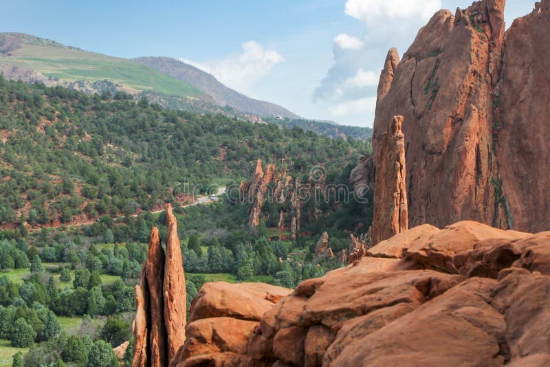 Orange Rock Formations with Pointed Shapes in a Park Stock Image ...
