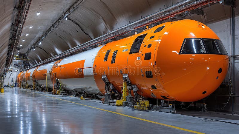 Orange Rocket Assembly Hangar Preparation Launch Stock Image - Image of ...