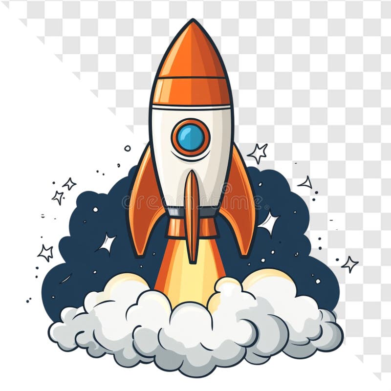 Orange Rocket Launching into Space Exciting Adventure Stock Photo ...