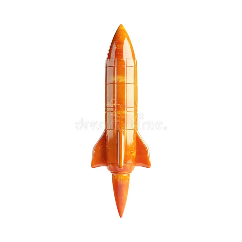 Orange Rocket Ship 3D Model Pixel Art Space Exploration Against ...